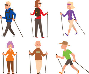 Flat nordic walking Royalty Free Vector Image - VectorStock