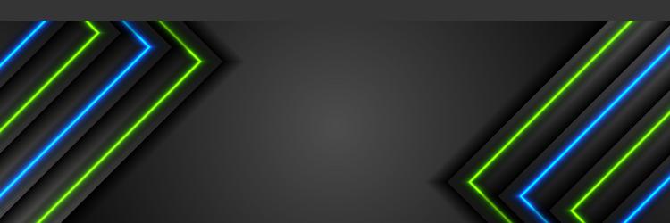 Black tech abstract banner with blue and orange Vector Image