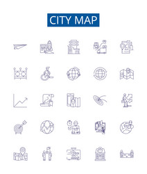 City map line icons signs set design collection Vector Image