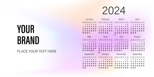 Horizontal calendar 2024 template design on white Vector Image