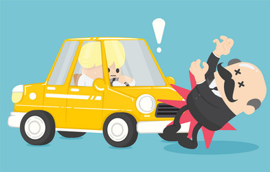 Happy male driver rides car driving trip taxi Vector Image