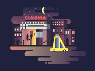 Cartoon cinema concept interior Royalty Free Vector Image