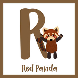 Letter r vocabulary standing red panda with bamboo