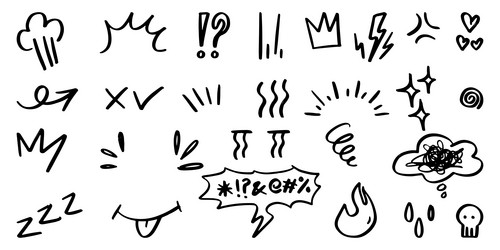 Cute doodle emoticons with facial expressions Vector Image