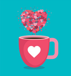Beverage cup with heart love Royalty Free Vector Image