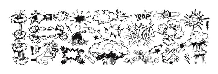 Dizzy effect drawing hand drawn doodle cartoon set
