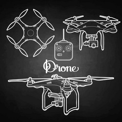 Graphic collection of drones Royalty Free Vector Image