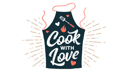 Cook with love wall decor poster Royalty Free Vector Image