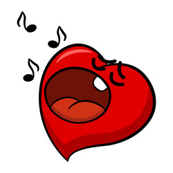 Singing cartoon heart for coloring page face Vector Image