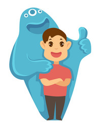 Monster chasing boy isolated character nightmare Vector Image