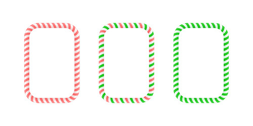 Christmas rectangle frame set candy cane border Vector Image