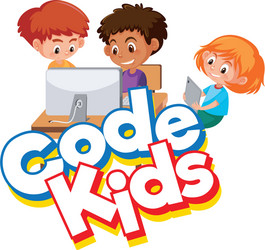 Font design template for word code kids Royalty Free Vector