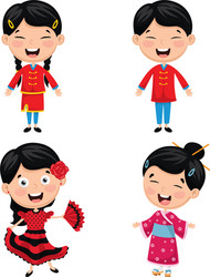 Cartoon chinese kids Royalty Free Vector Image