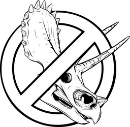 Abstract black line dinosaur triceratops skull Vector Image