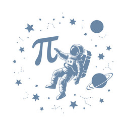 Astronaut and pi symbol silhouette for day Vector Image