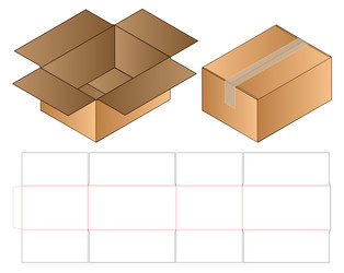 Box cut model package template layout for new Vector Image