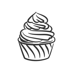 Cupcake line art hand drawn style doodle drawing Vector Image