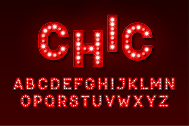 Broadway lights retro style light bulb font Vector Image