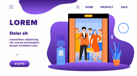 Different people lifting on elevator Royalty Free Vector