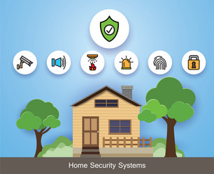 Home security system icon set with burglar Vector Image