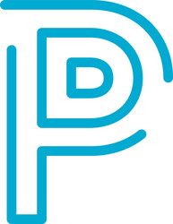 Linear letter p blue graphic minimalistic Vector Image