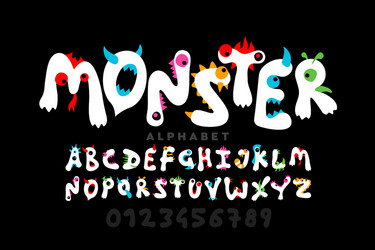 Monster cartoon style font design childish Vector Image