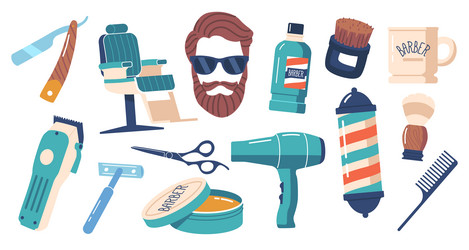 Barbers tools and equipment composition Royalty Free Vector