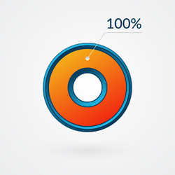 100 percent circle chart isolated symbol blue Vector Image