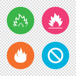 Fire flame icons prohibition stop symbol Vector Image
