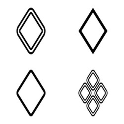 Rhombus flat icon set isolated on white background