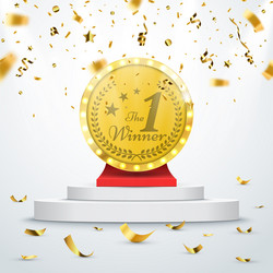 Gold medal for first winner prize Royalty Free Vector Image