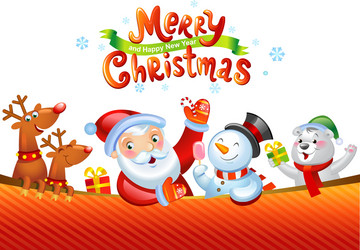 Merry christmas greeting card with cute kids Vector Image