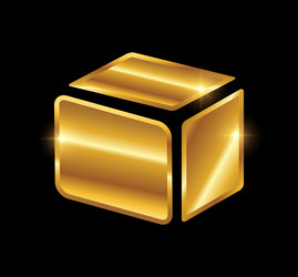 Golden box logo icon Royalty Free Vector Image