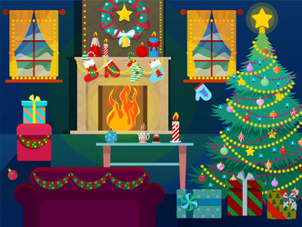 A happy family in the house on christmas Vector Image