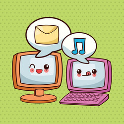 Kawaii cartoon technology and social media Vector Image