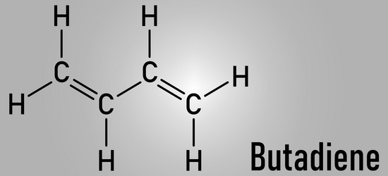 Butadiene molecule skeletal formula Royalty Free Vector