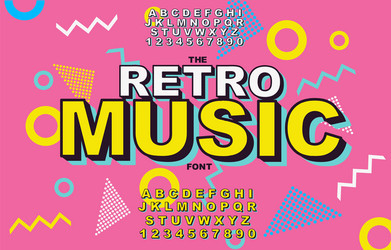 80 s retro alphabet hand drawn letters Royalty Free Vector