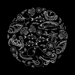 Marine-themed circle shape design element sea Vector Image