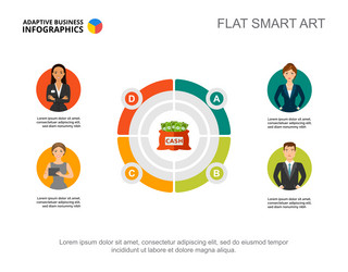 Four workers process chart template Royalty Free Vector