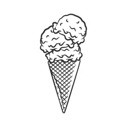 Ice cream cone line art sketch Royalty Free Vector Image