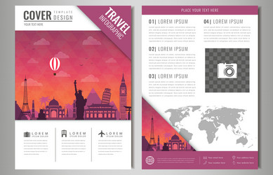 Travel brochure design with famous landmarks Vector Image