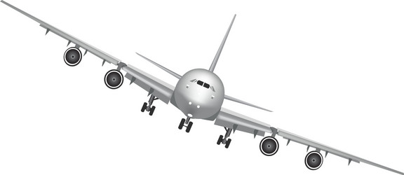 Flying airplane jet aircraft airliner front Vector Image