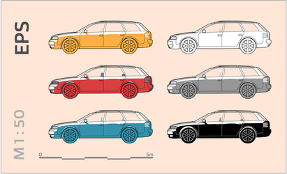 Car icons set for architectural drawing Royalty Free Vector