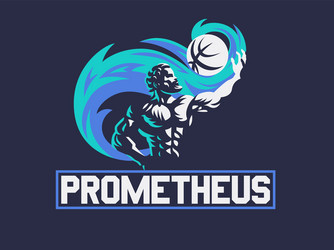 Prometheus and a sports ball emblem Royalty Free Vector
