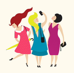 Group three beautiful young women celebrating Vector Image