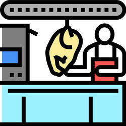 Worker control chicken carcass in factory neon Vector Image