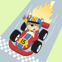 Car racing with cute animals racer cartoon Vector Image