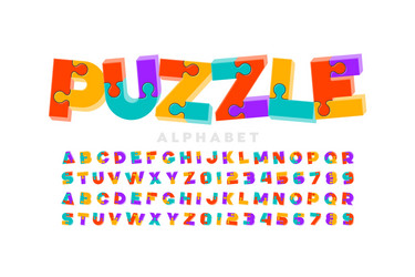 Puzzle font Royalty Free Vector Image - VectorStock