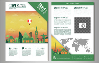 Travel brochure design with famous landmarks Vector Image