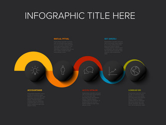Dark neumorphism flow chart infographic slide Vector Image